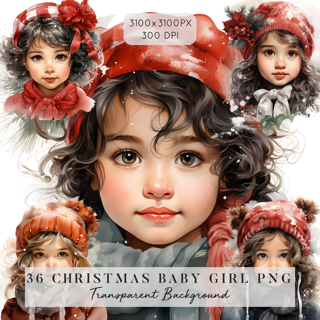 36 Christmas Baby Girl Clipart, PNG Transparent Background, Commercial ...
