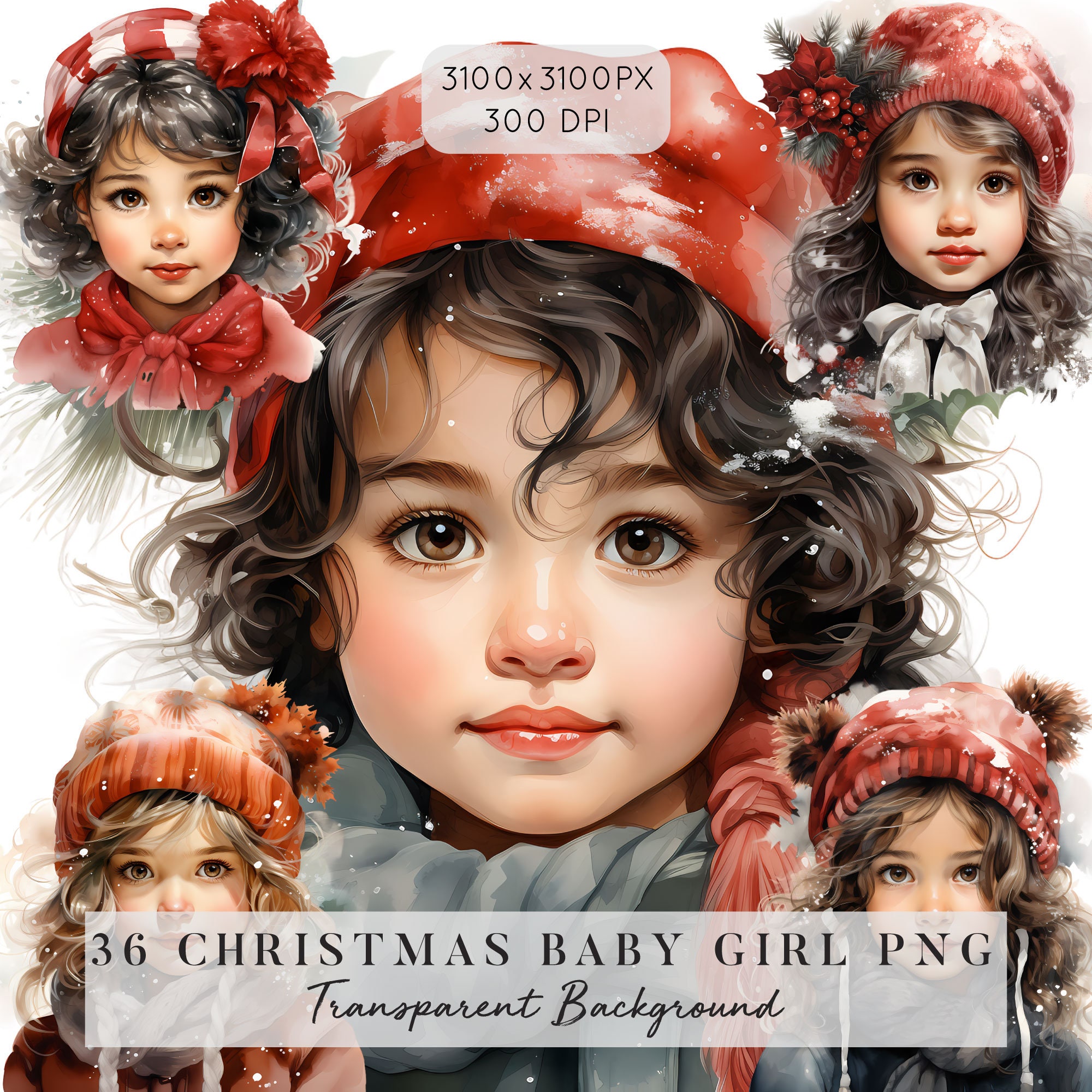 36 Christmas Baby Girl Clipart PNG Transparent Background - Etsy