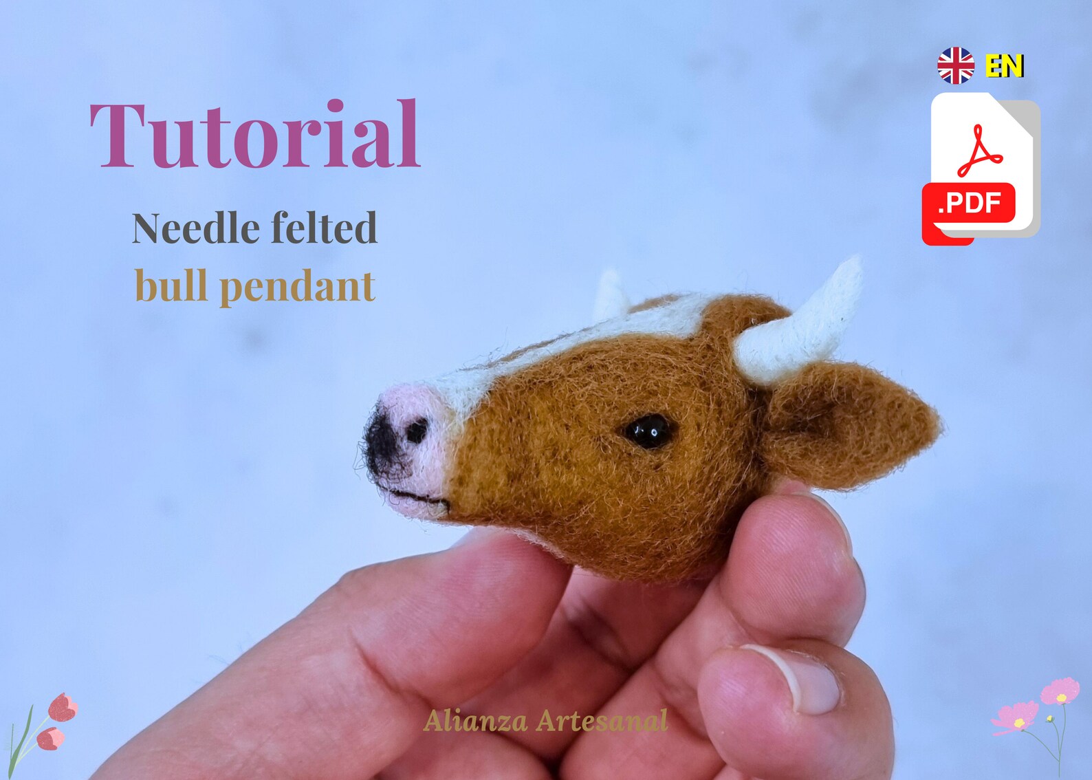 Bull Pendant PDF Tutorial - Needle Felting / Needle Felt Pattern ...