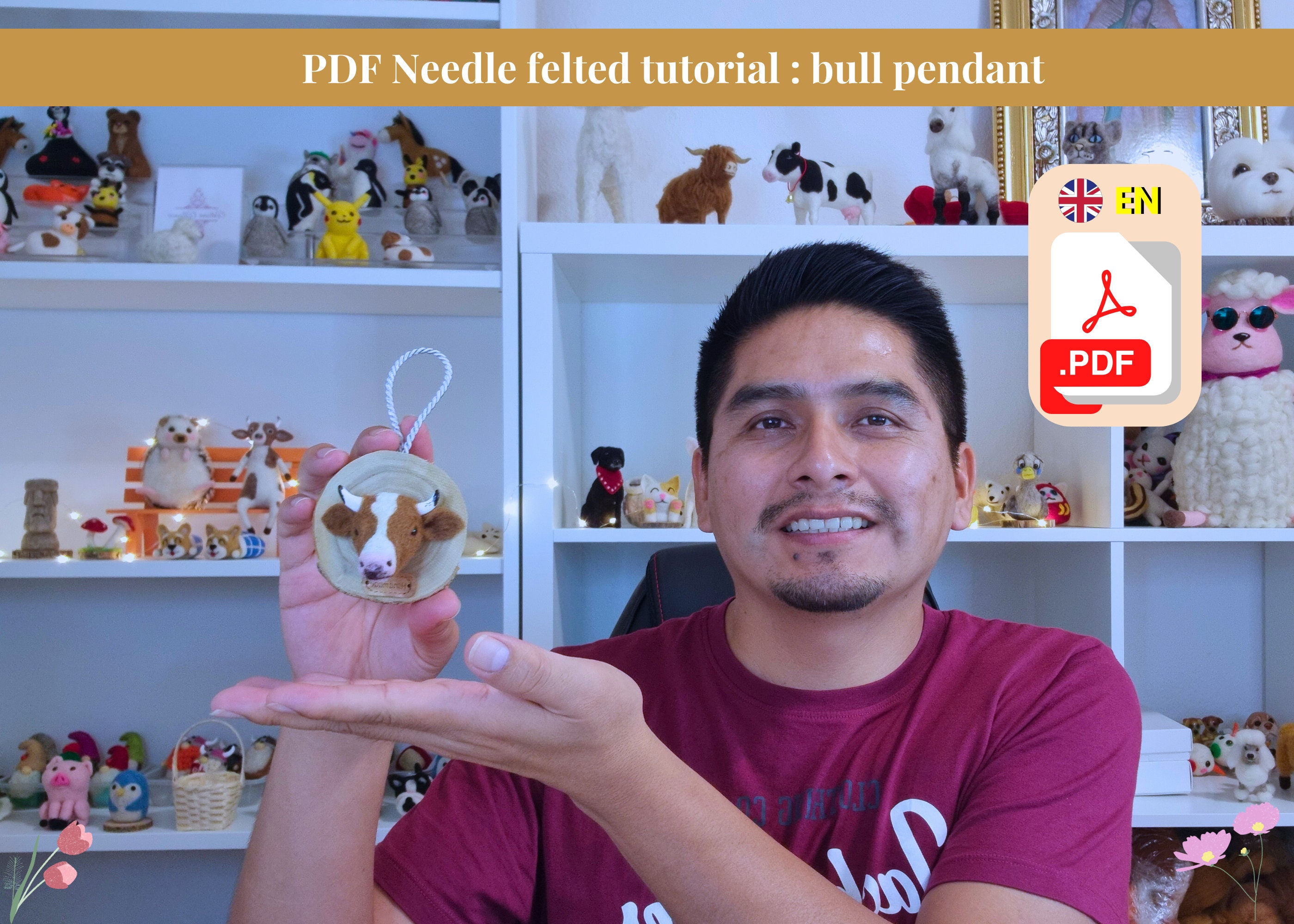 Bull Pendant PDF Tutorial - Needle Felting / Needle Felt Pattern ...