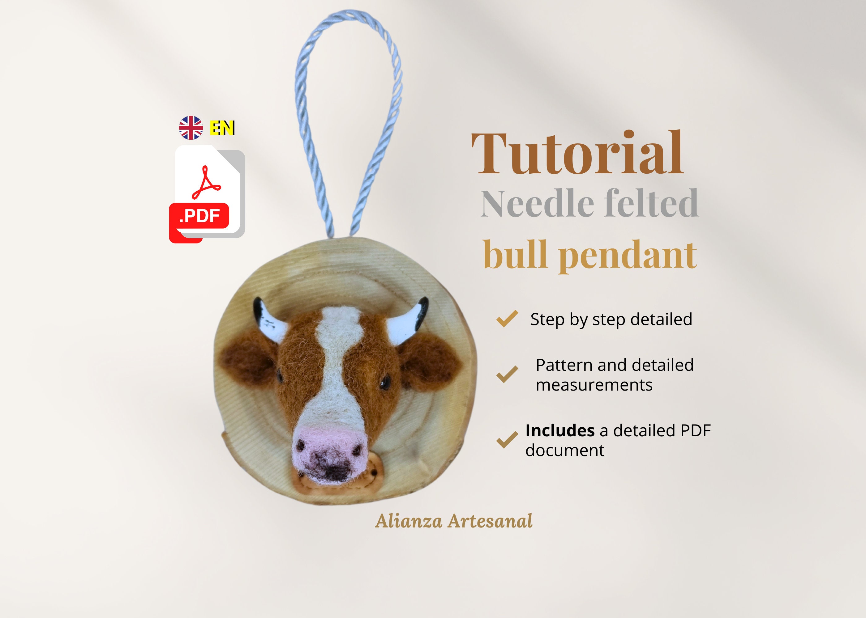 Bull Pendant PDF Tutorial Needle Felting / Instant Download / PDF ...