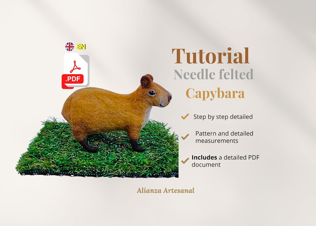 Capybara PDF Tutorial - Needle Felting / Needle Felt Pattern / Instant ...