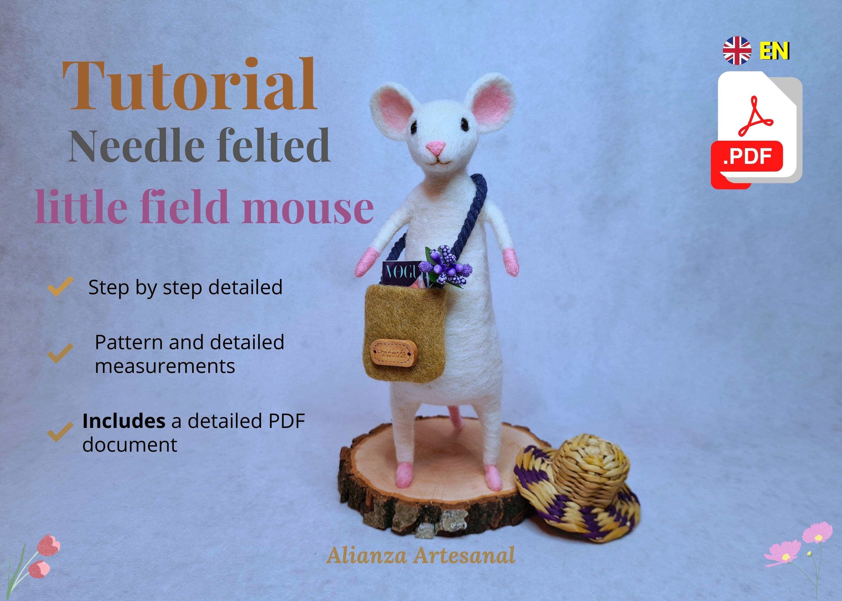 Little Field Mouse PDF Tutorial - Needle Felting / Needle Felt Pattern ...