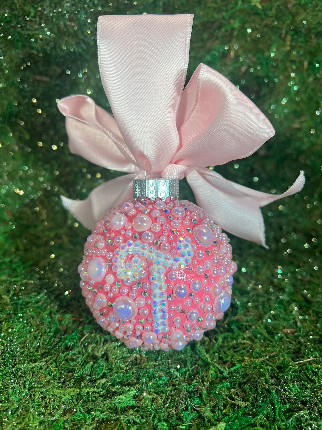 Personalized Blinged and Bedazzled Pearl and Crystal Luxury Christmas ...