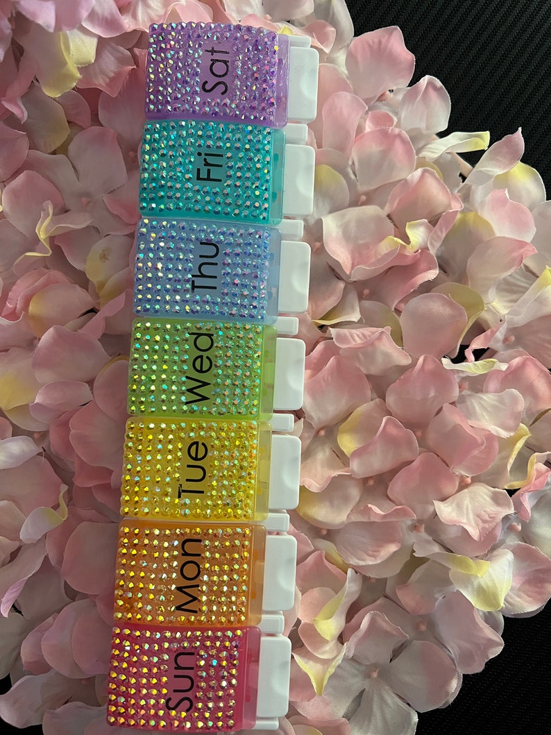 Blinged Bedazzled Pill Box 7 Day Pill Organizer - Etsy