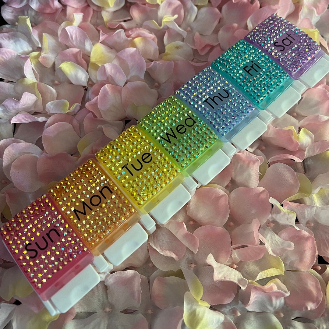 Blinged Bedazzled Pill Box 7 Day Pill Organizer - Etsy