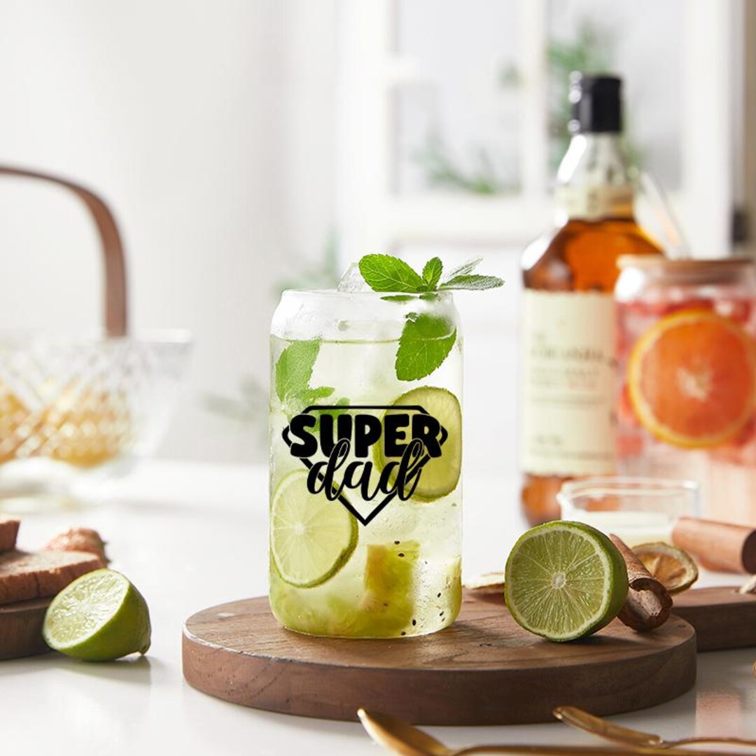 Super Dad Glass Jar Gift, Papa Bear Drink Jar for Dad, Cool Father’s ...