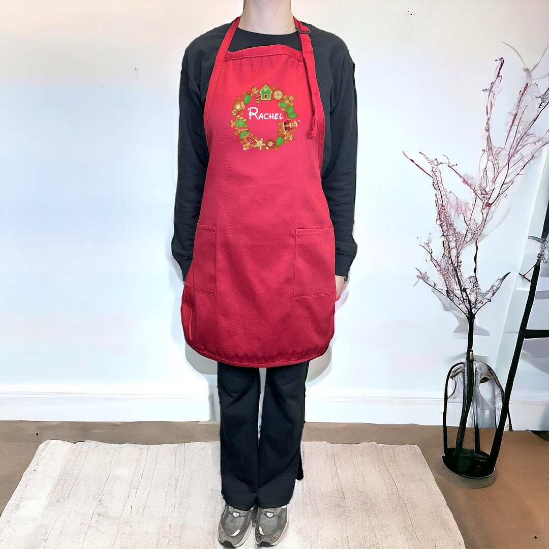 Custom Christmas Name Apron, Personalized Gingerbread Apron, Cute ...