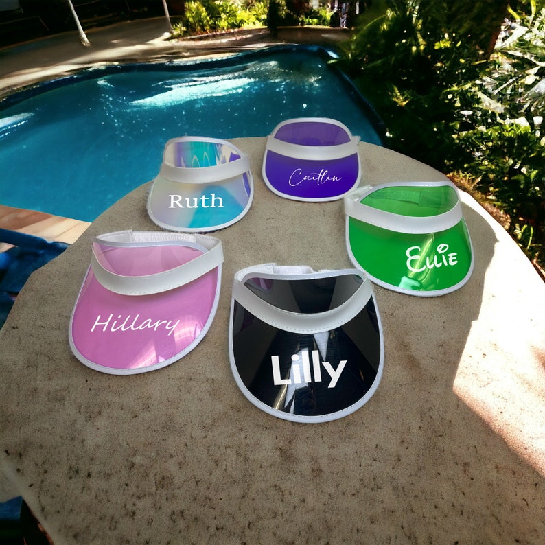 Personalized Sun Visors, Pool Party Favors, Bridal Shower Gifts, Bachelorette Party Gifts ...