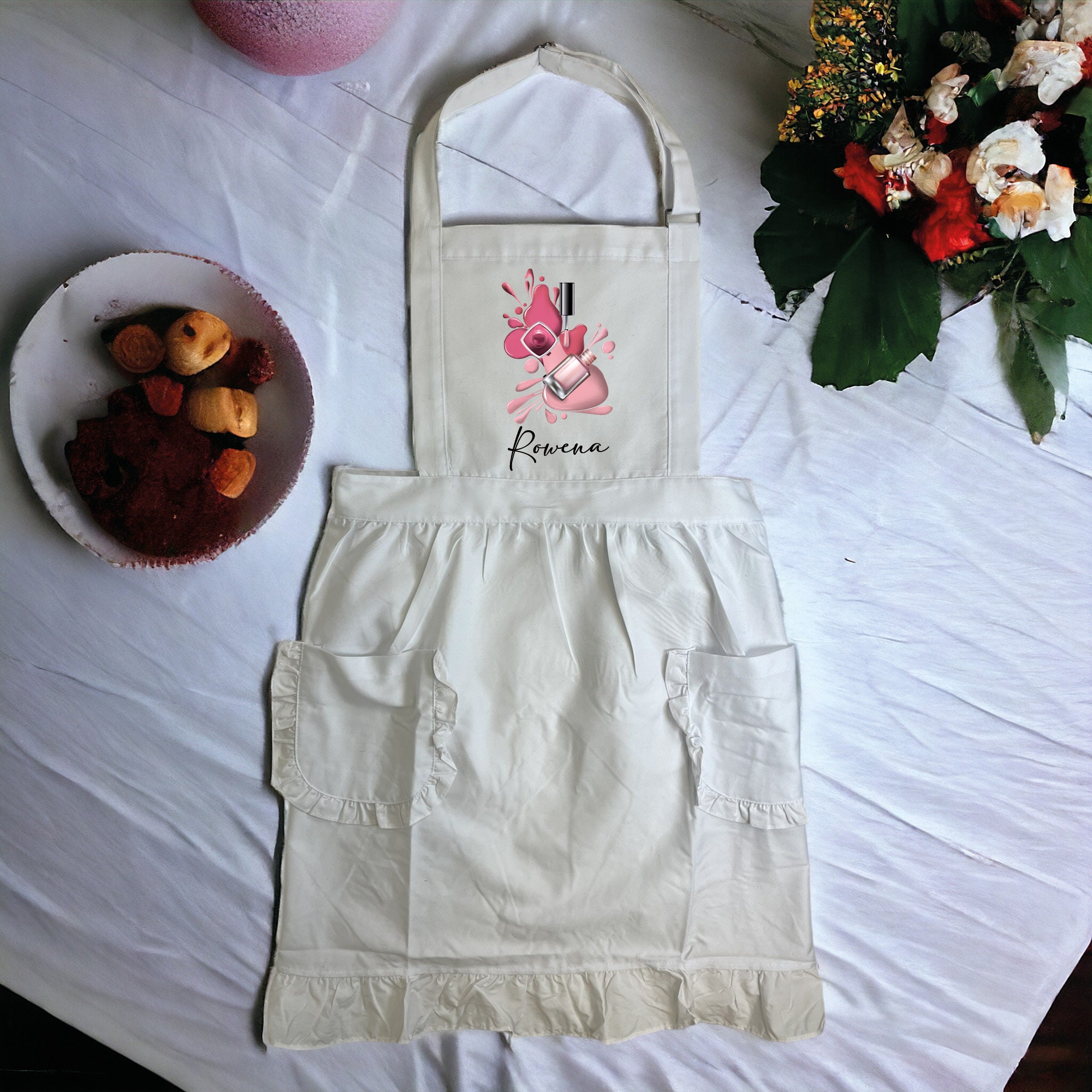 Custom Woman Nail Apron, Personalized Hairdresser Apron, Nail Tech ...