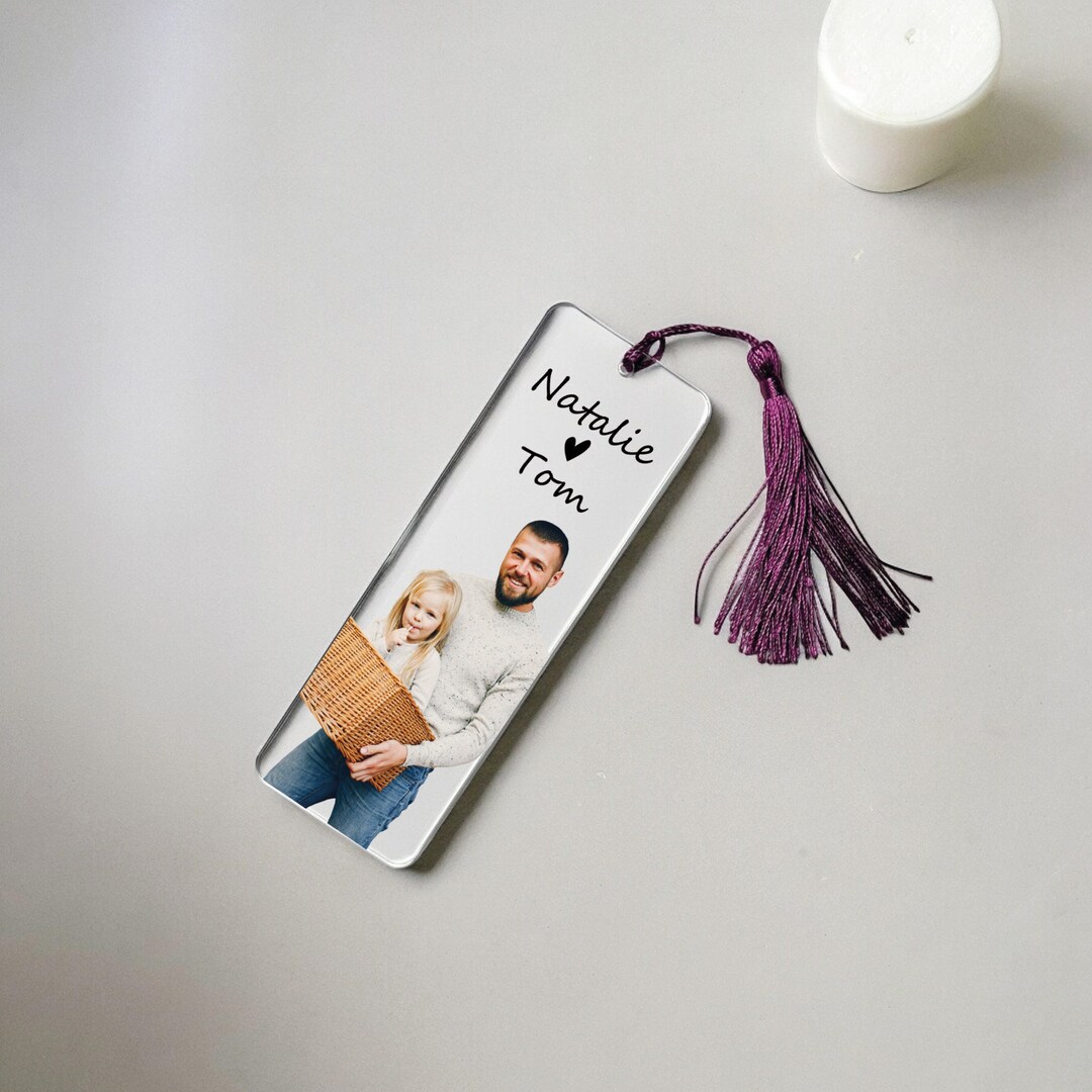 Custom Fathers Day Bookmark Gift From Kids, Dad and Son Photo Bookmark ...