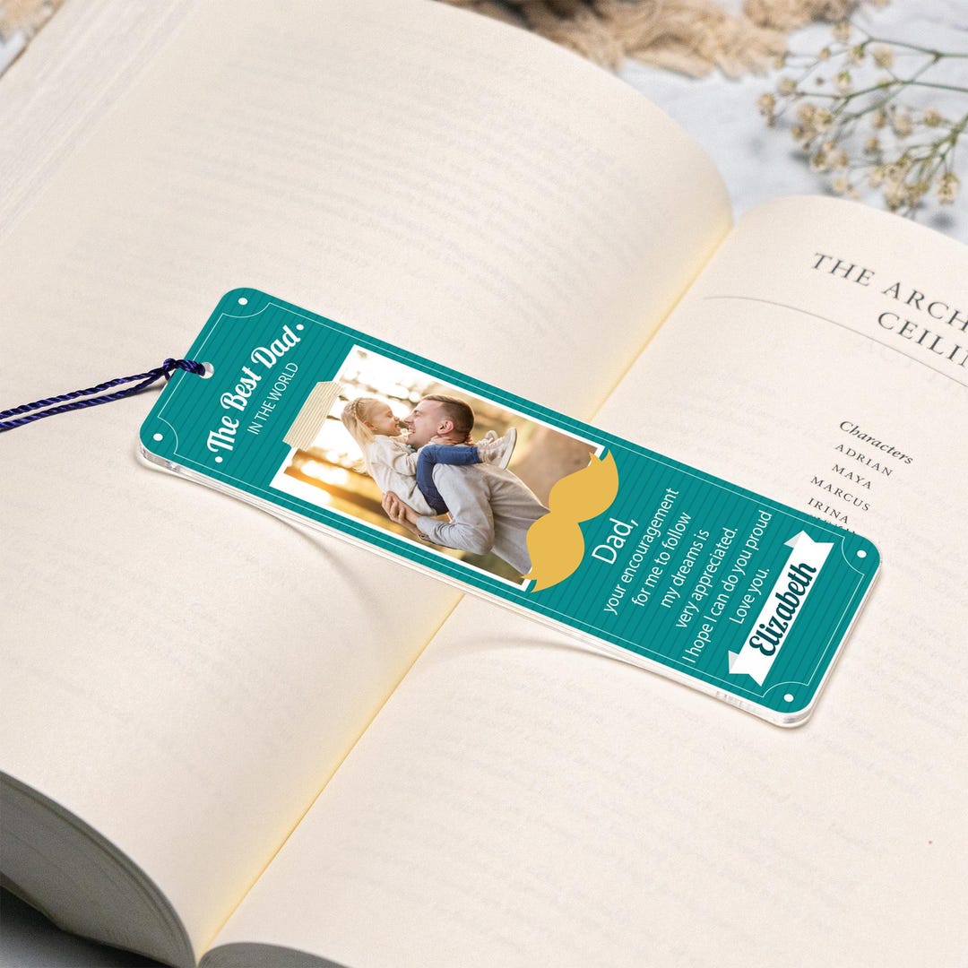 Custom Name and Photo Dad Bookmark, Personalized Father's Day Gift ...