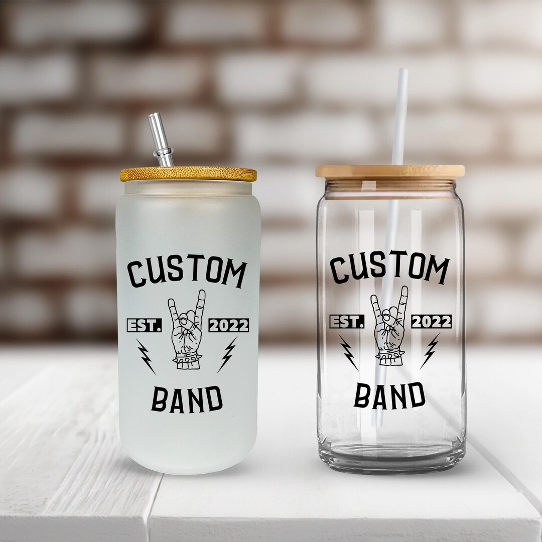 Custom Music Lover Gift Glass Cups, Personalized Music Band Name Glass ...
