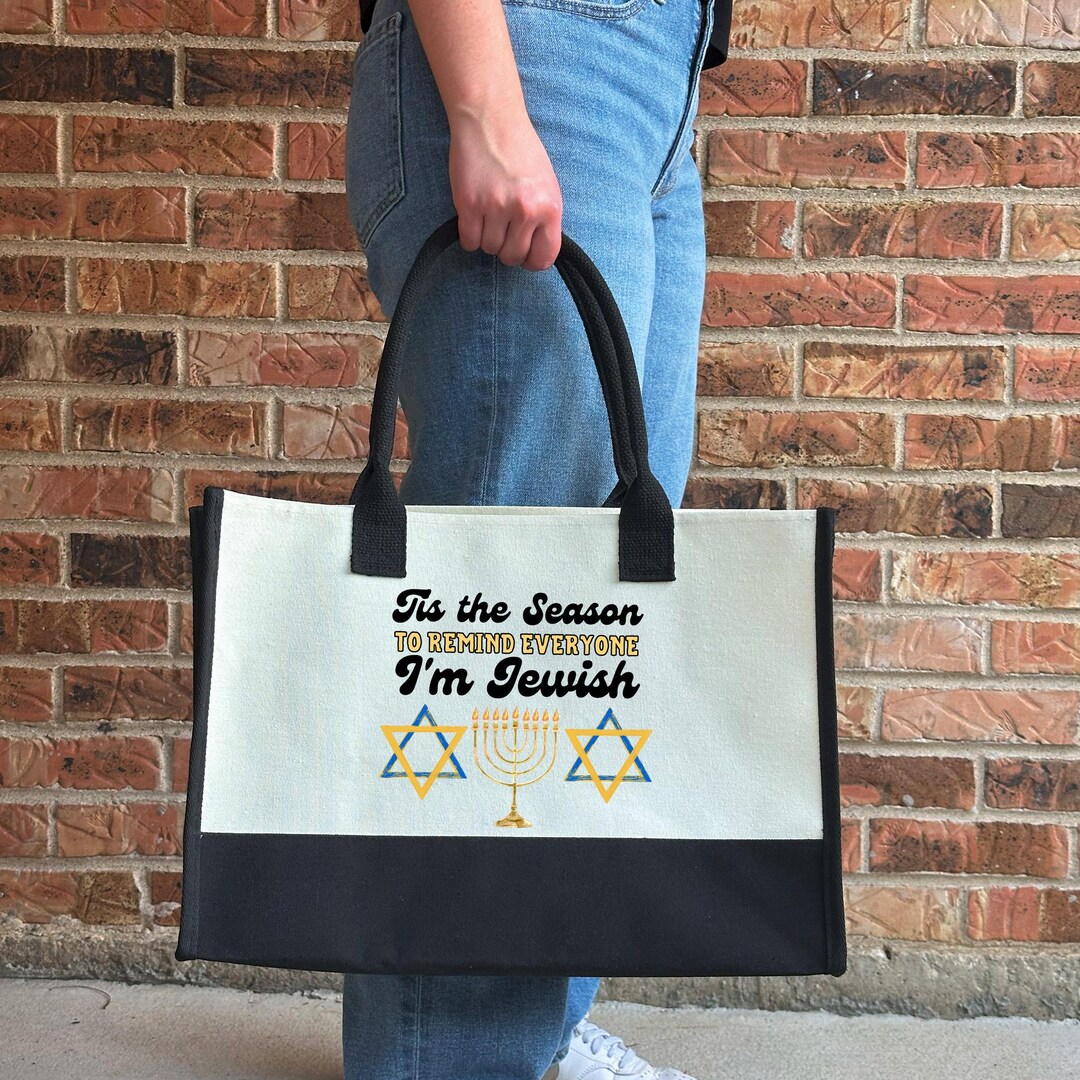 I'm Jewish Tote Bag, Happy Hanukkah Tote Bag, Canvas Market Bag for ...