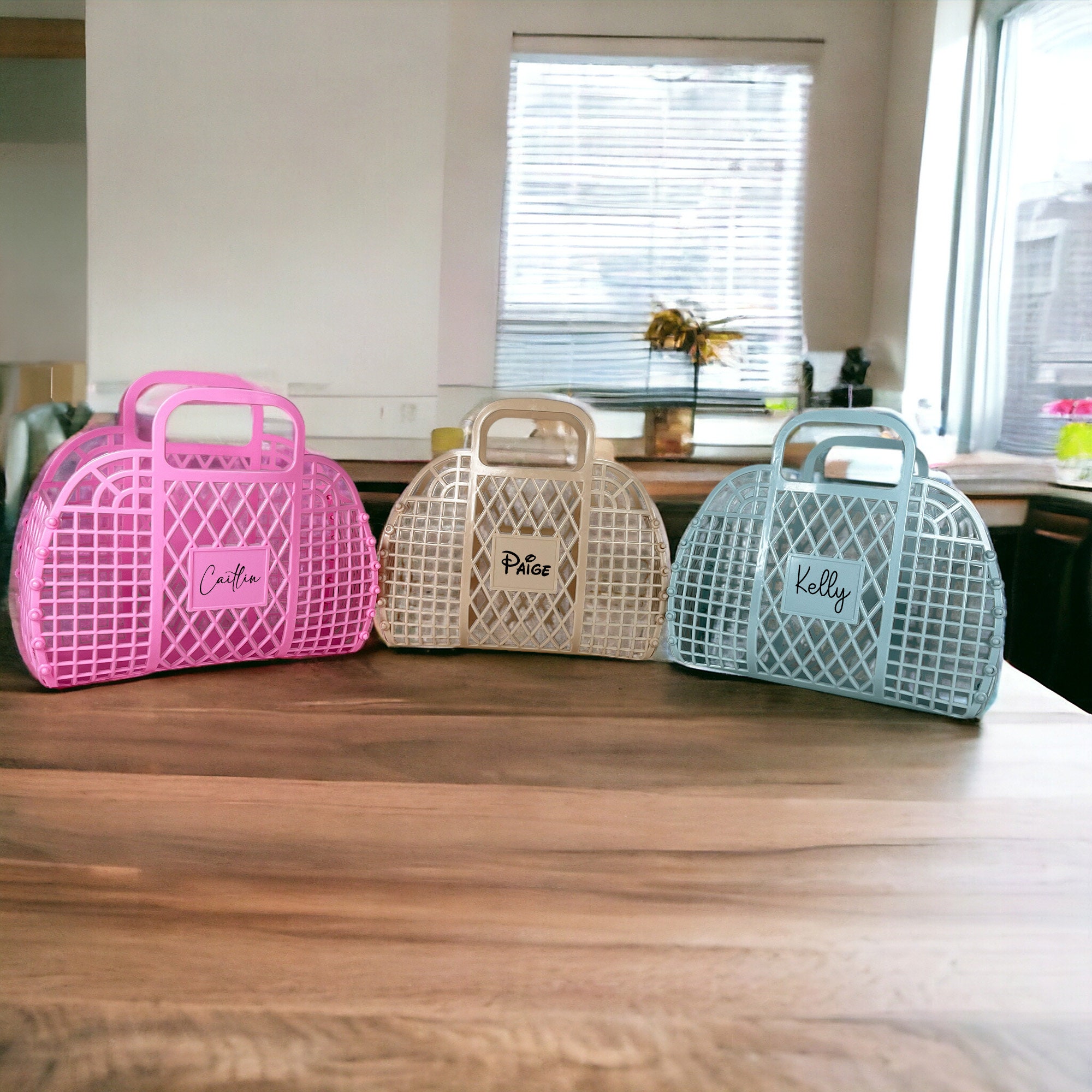 Personalized Jelly Bag, Beach Bag, Plastic Straw Clutch, Gift for Her ...