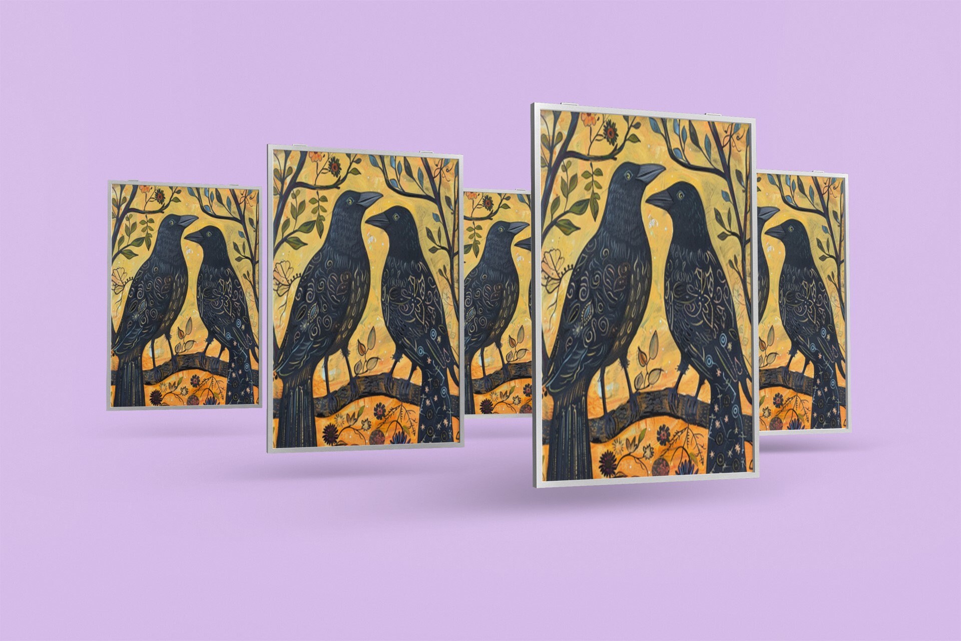 Vintage Crow Couple Wall Art / Antique Style Bird Artwork / Unique Wall ...