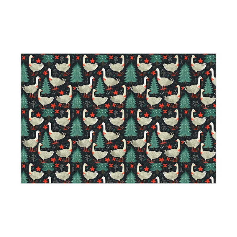 Festive Geese Christmas Wrapping Paper, Unique Holiday Gift Wrap, Ideal ...