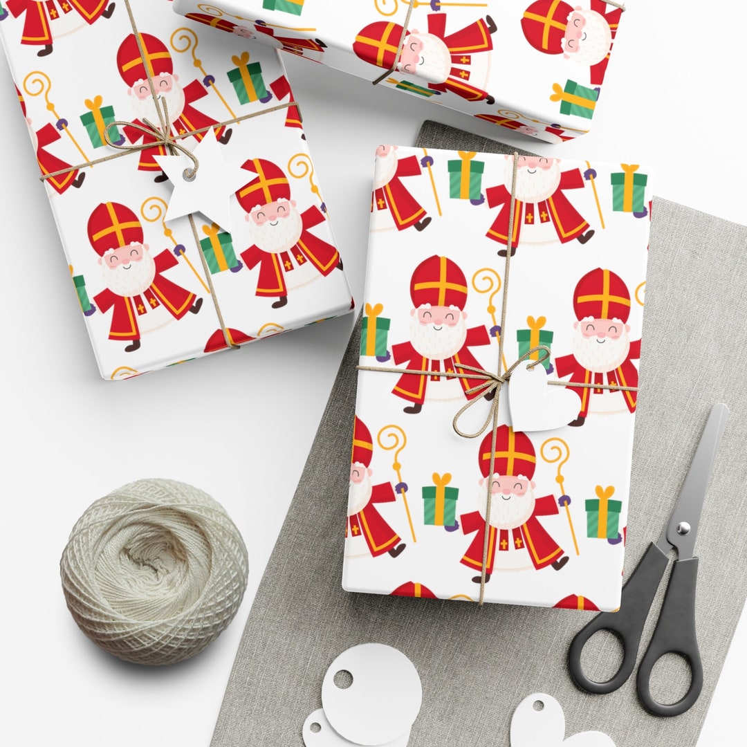 Sinterklaas Wrapping Paper, Adorable Saint Nicholas Design - Etsy