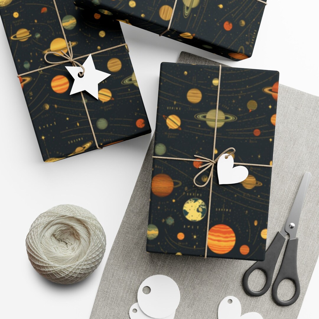 Cosmic Gift Wrap, Solar System Illustrated Paper, Ideal for Wrapping ...