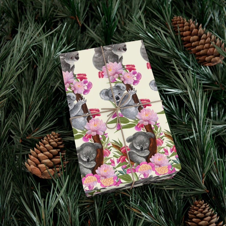 Koala Wrapping Paper / Adorable Gray and Baby Koalas Design / Perfect ...