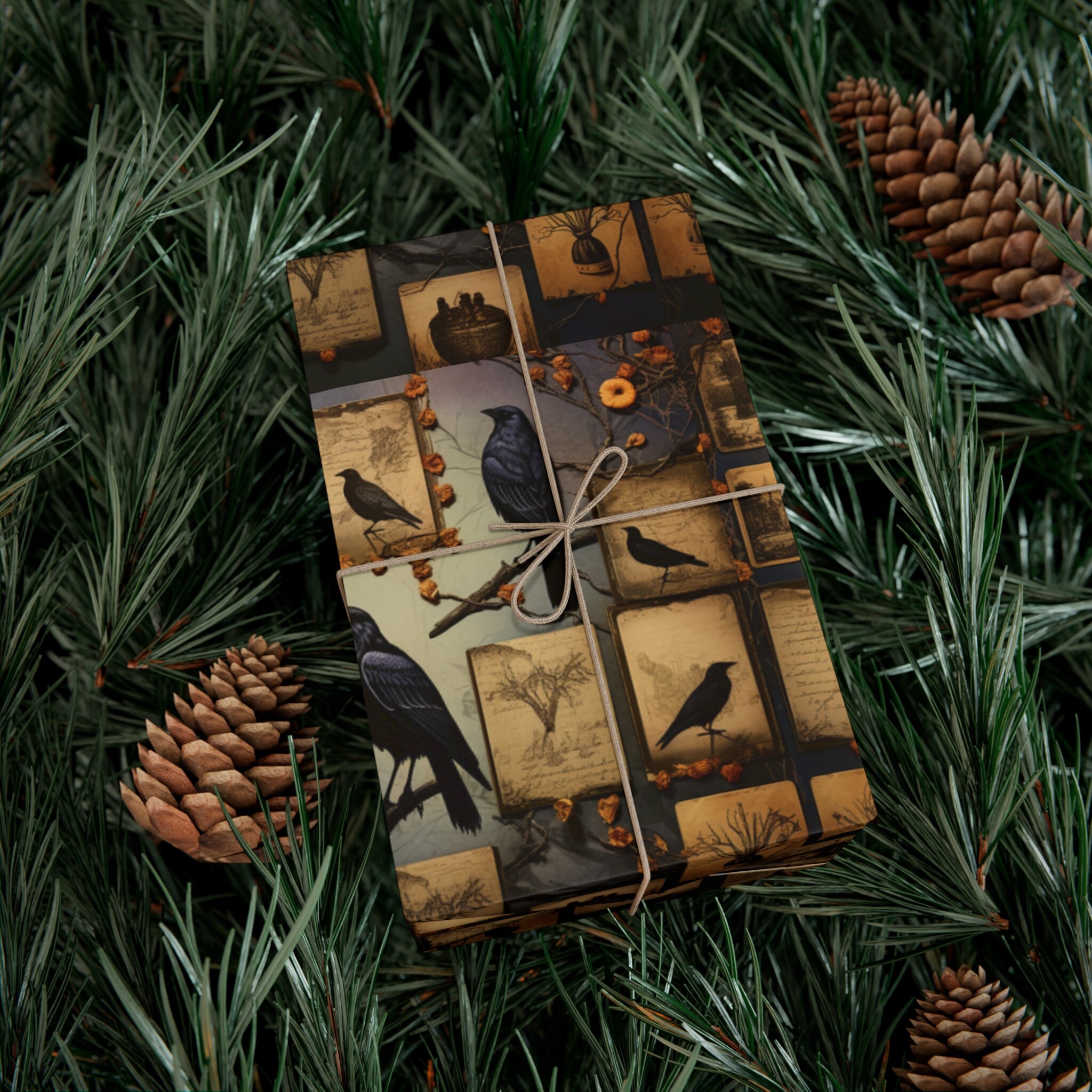 Spellbinding Crows and Witchy Ephemera Wrapping Paper for Enchanting ...