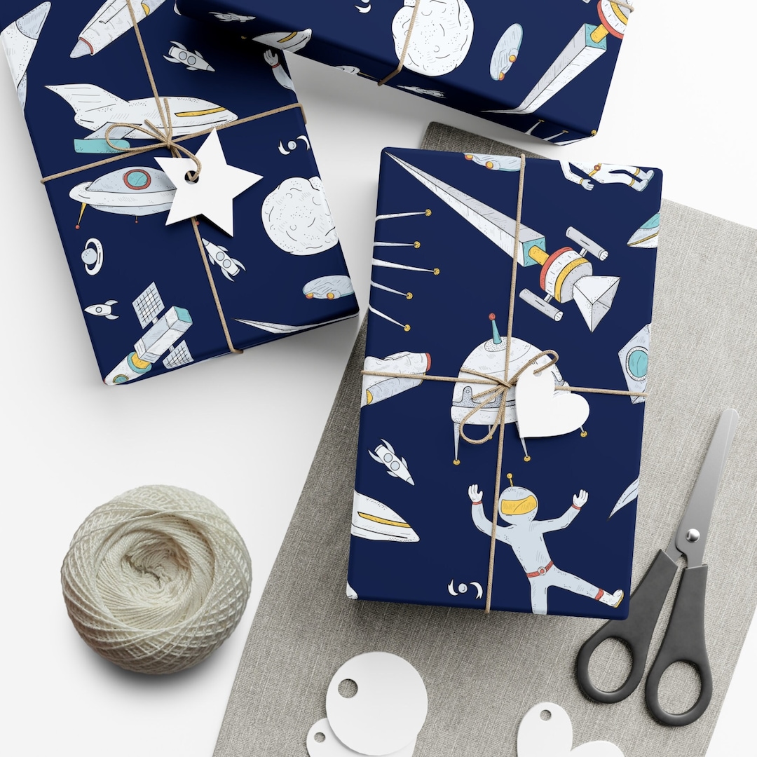 Handdrawn Astronomy Wrapping Paper, Space-themed Gift Wrap With ...