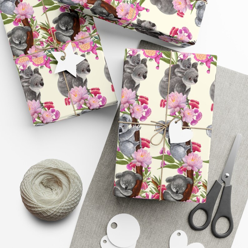 Koala Wrapping Paper / Adorable Gray and Baby Koalas Design / Perfect ...