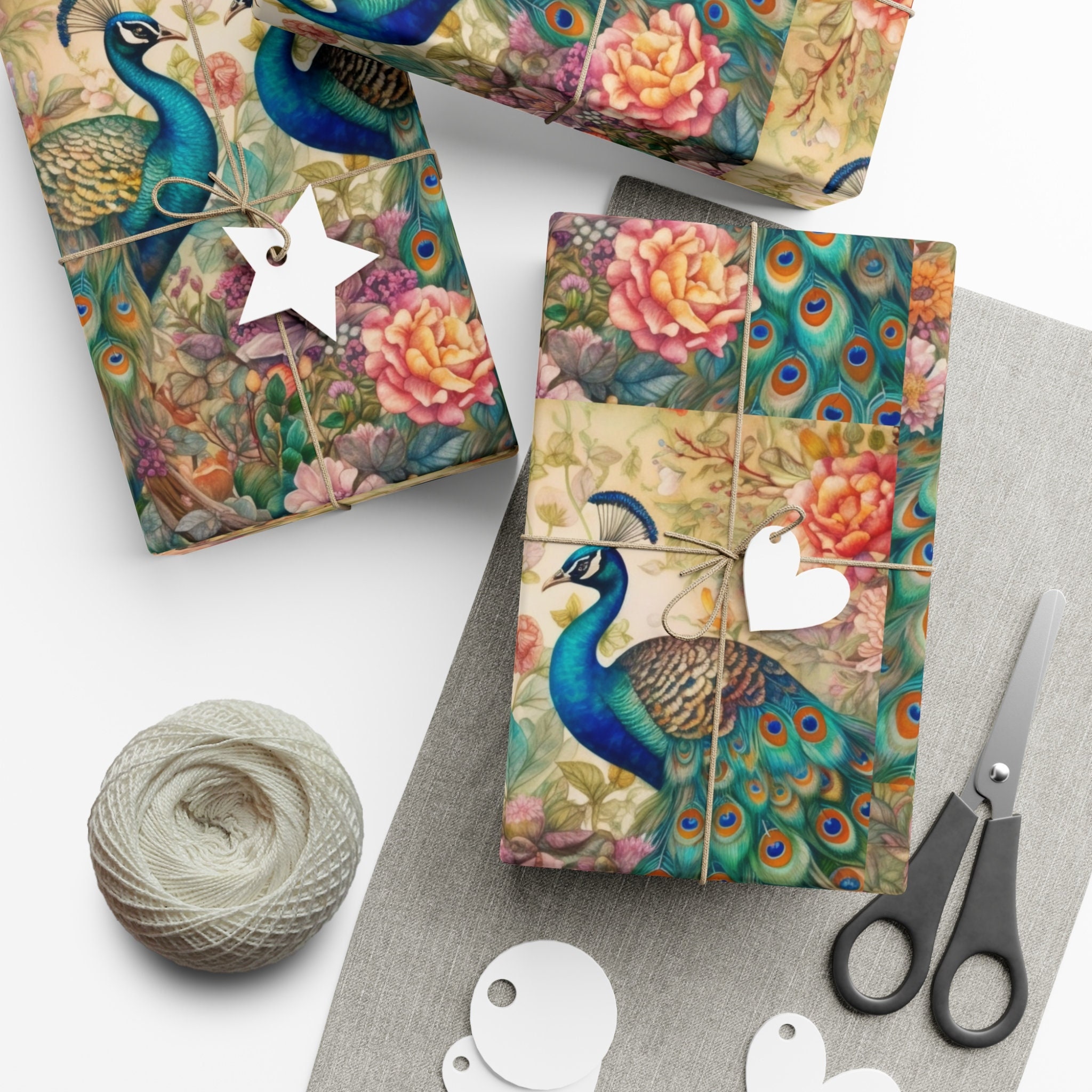 Peacock Wrapping Paper: Vibrant Lovebird Print, Elegant Gift Wrap - Etsy