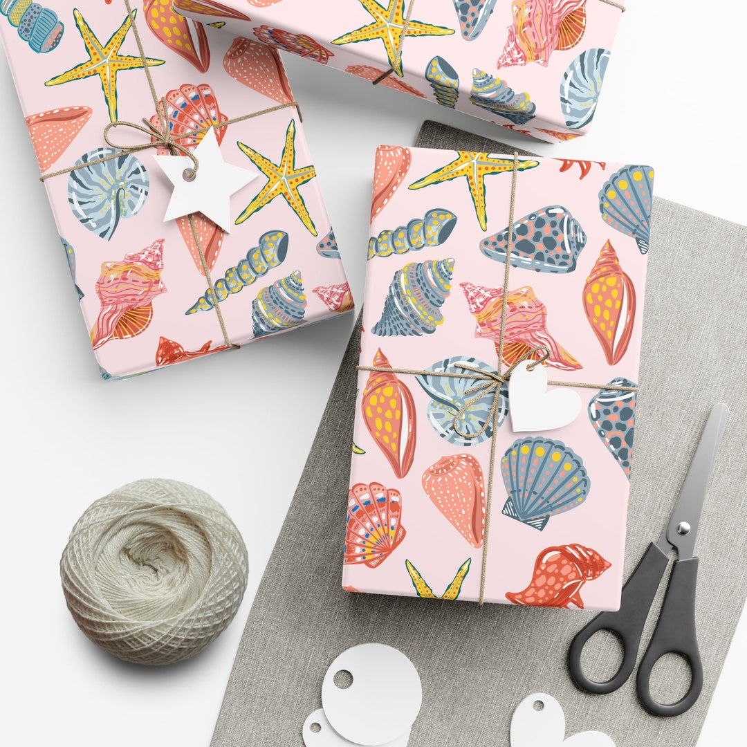Seashell & Coral Gift Wrap: Beach Wedding, Birthday (matte or Satin) - Etsy
