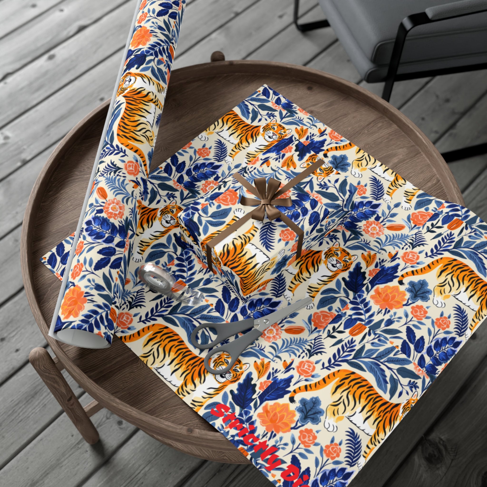 Hand-drawn Tiger Wrapping Paper, Exotic Folk Art Design, Perfect for ...