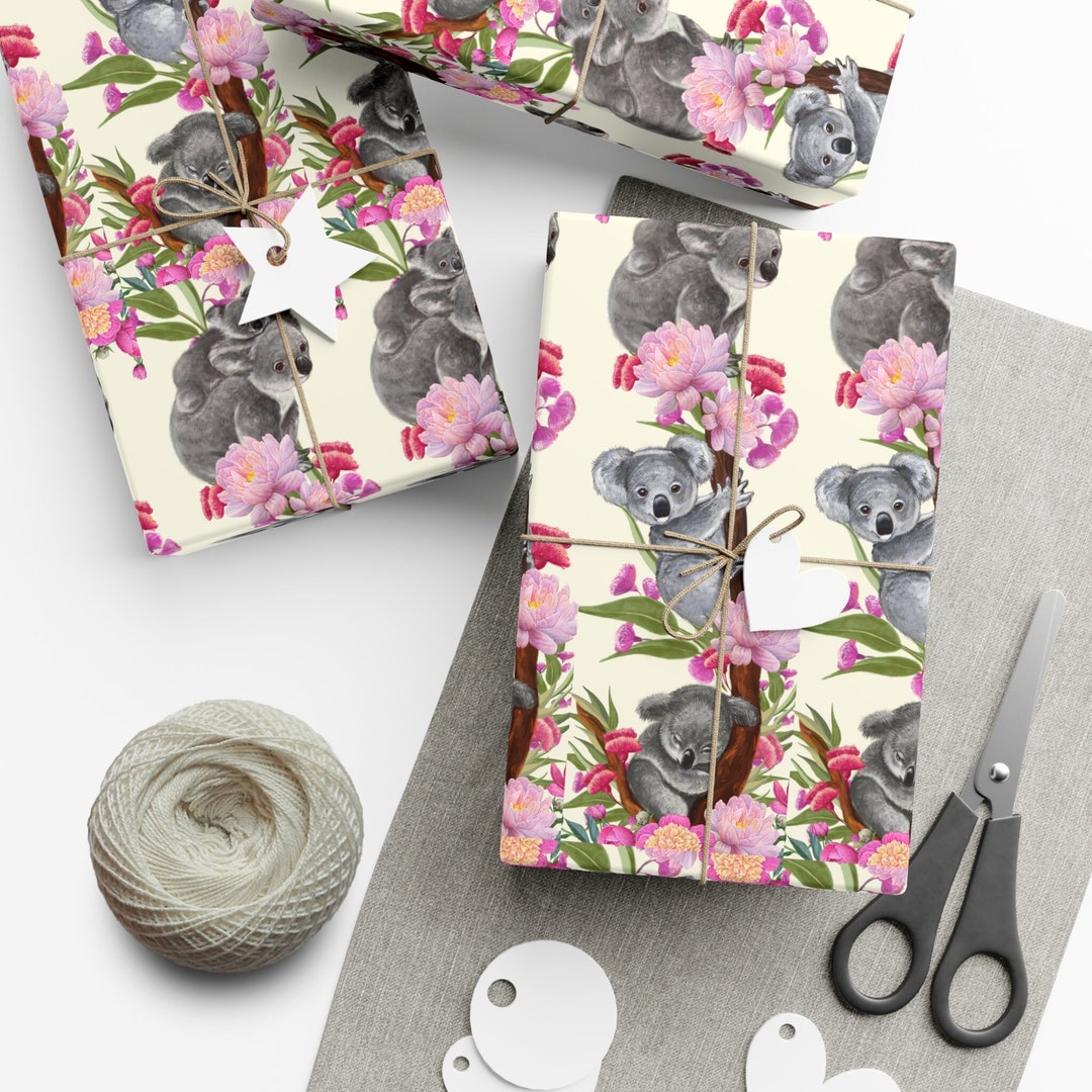 Koala Wrapping Paper / Adorable Gray and Baby Koalas Design / Perfect ...
