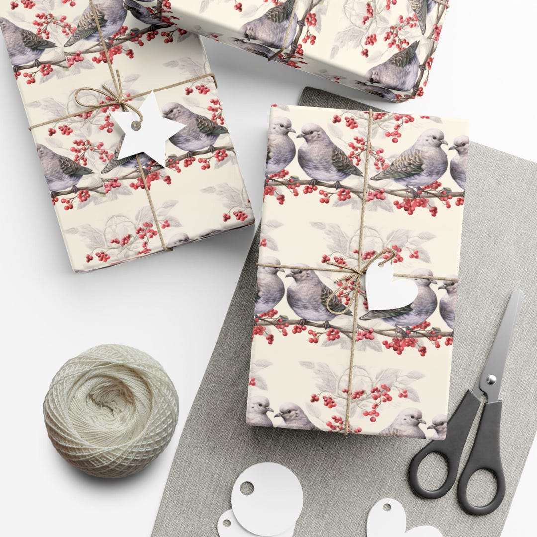 Turtle Doves Wrapping Paper: Romantic Love Birds Design - Etsy