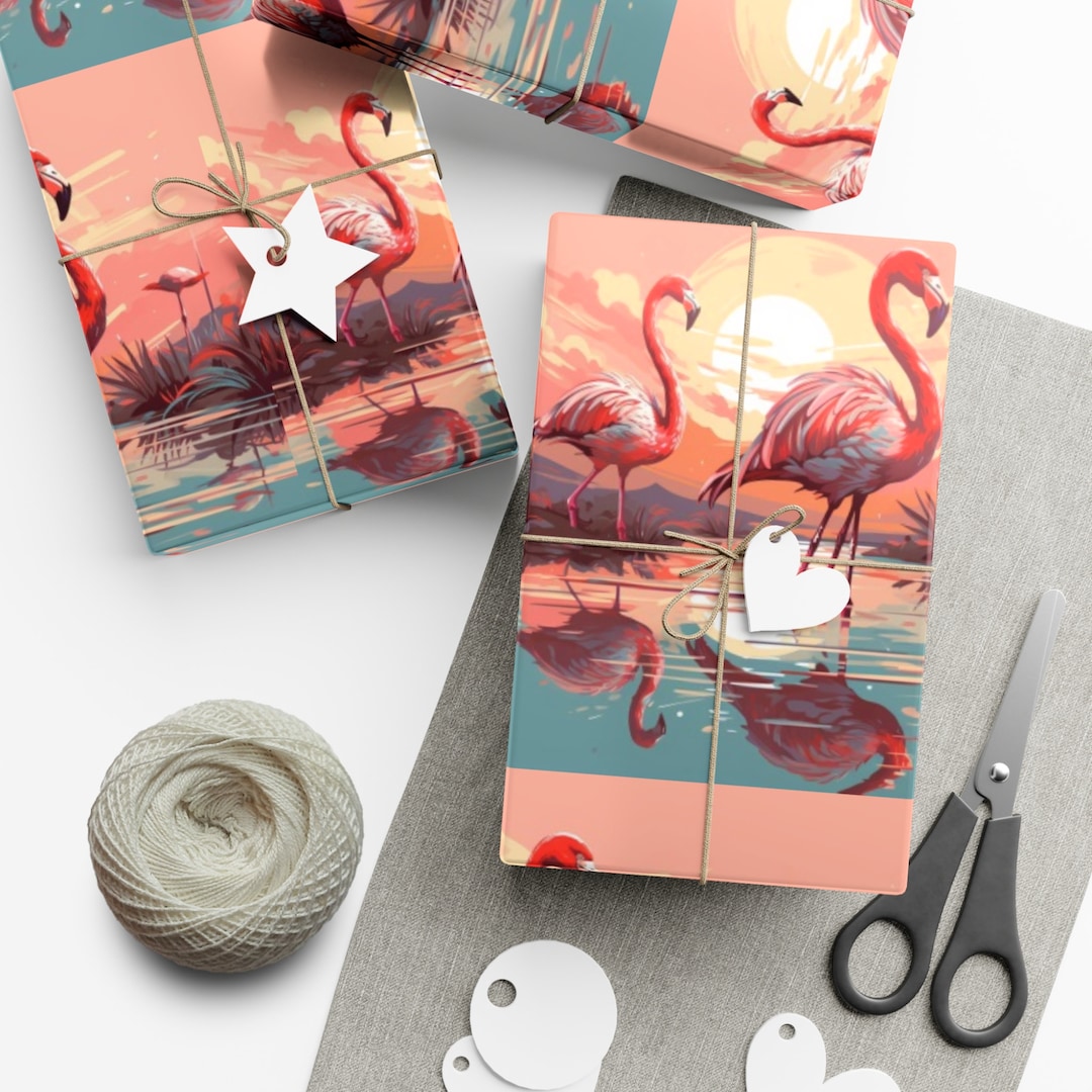 Pink Flamingo Wrapping Paper, Anniversary Gift Wrap - Etsy