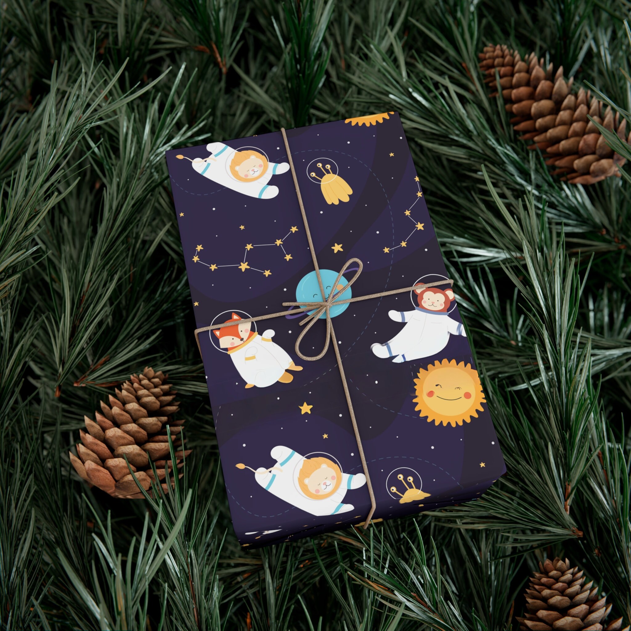 Astronaut Animals Gift Wrap: Colorful Space Birthday Presents - Etsy