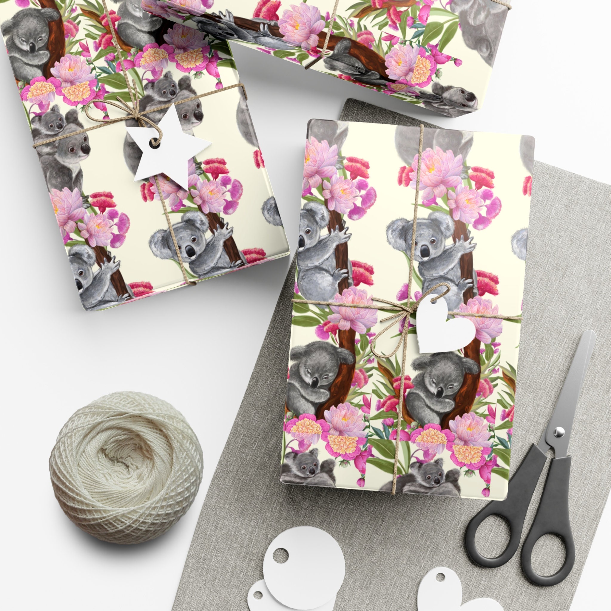Koala Wrapping Paper / Adorable Gray and Baby Koalas Design / Perfect ...