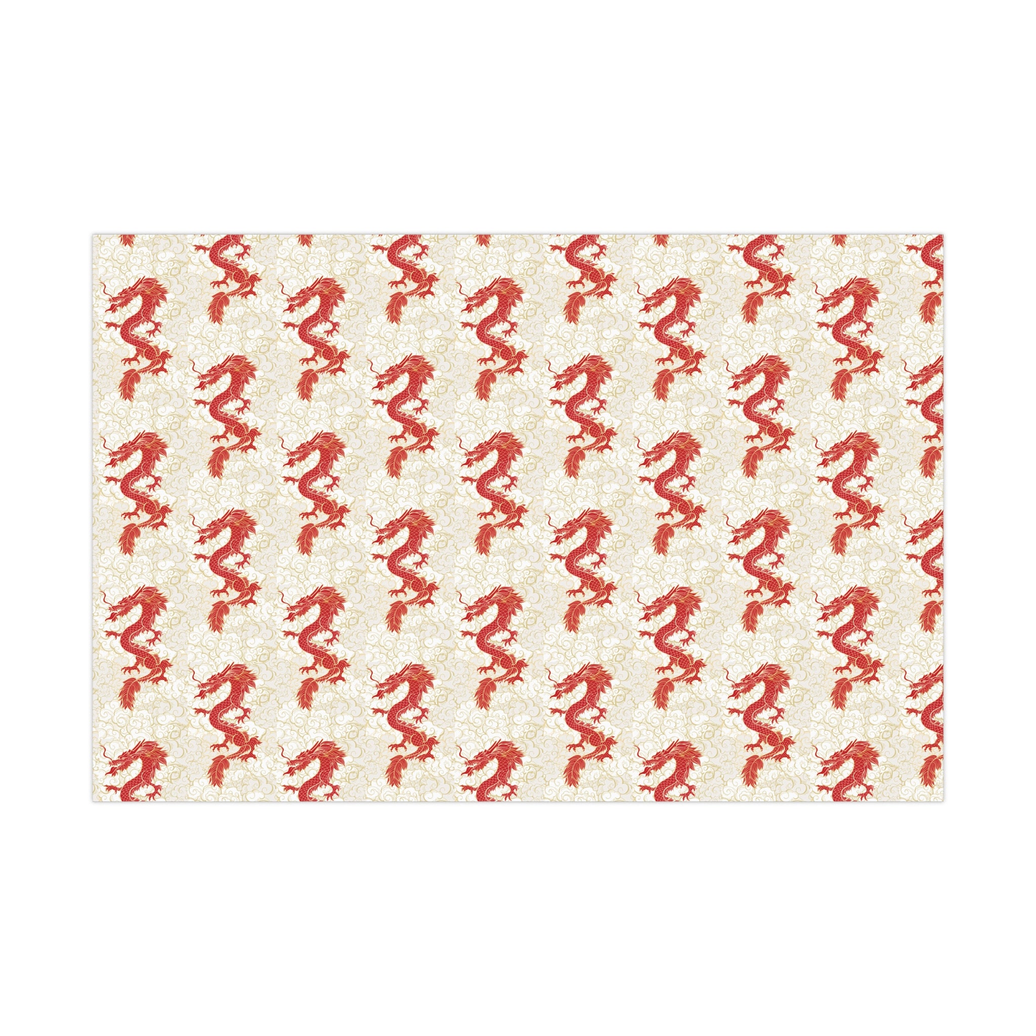 Chinese New Year Wrapping Paper, Red Dragon Design, Festive Gift Wrap ...
