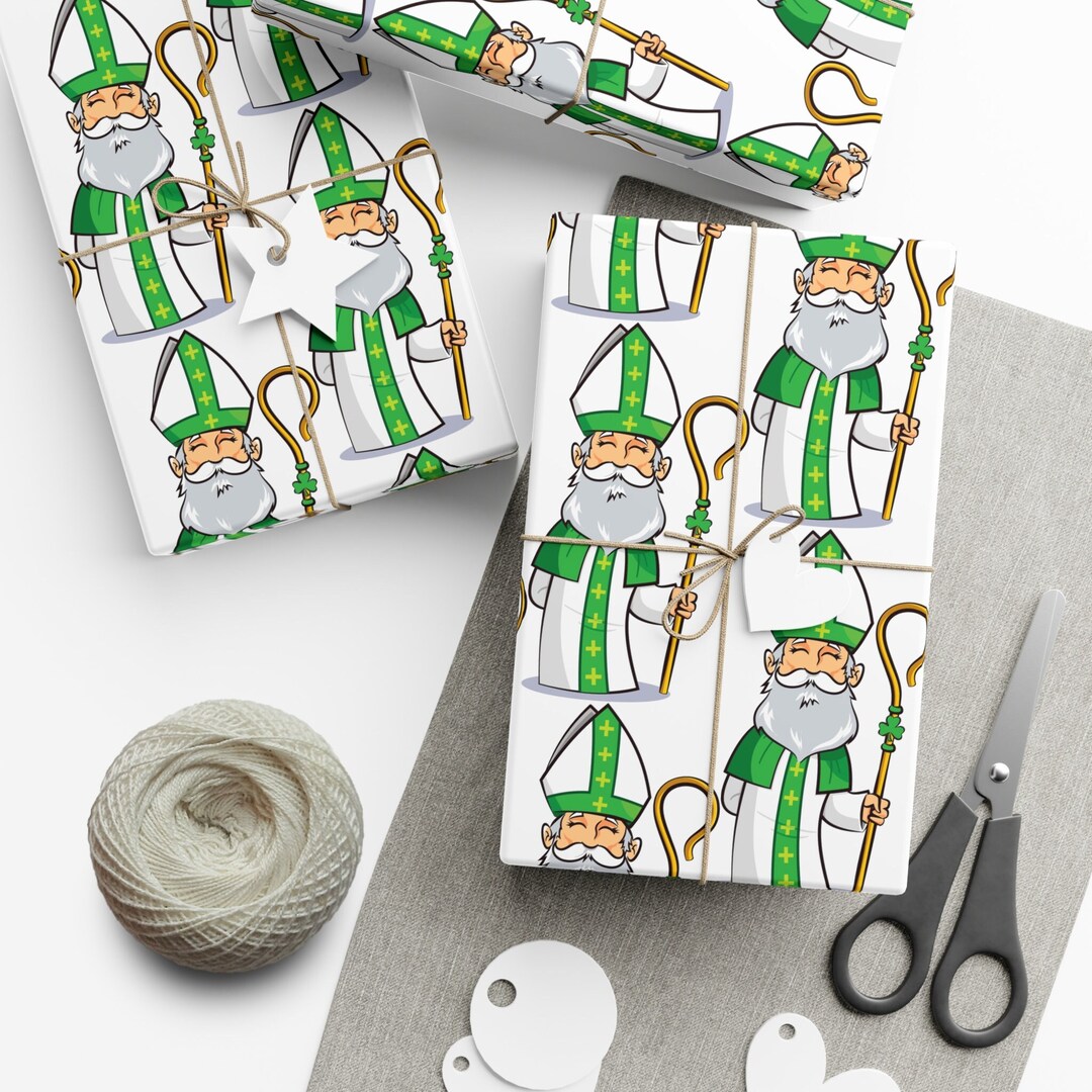 Saint Patrick's Day Gift Wrapping Paper: Apostle of Ireland Design - Etsy