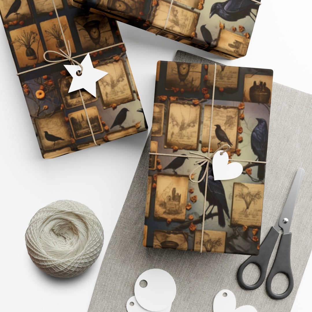 Spellbinding Crows and Witchy Ephemera Wrapping Paper for Enchanting ...