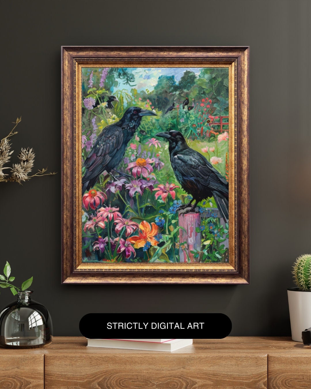 Crows and Lilies Art Print: Botanical Garden Poster - Etsy