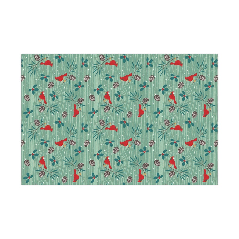 Charming Cardinal Winter Wrapping Paper, Snowy Holiday Bird Print ...