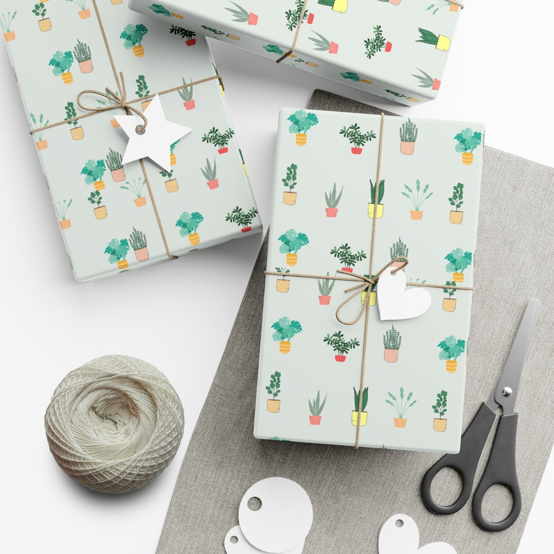 House Plant Wrapping Paper, Botanical Watercolor Design, Eco-friendly ...