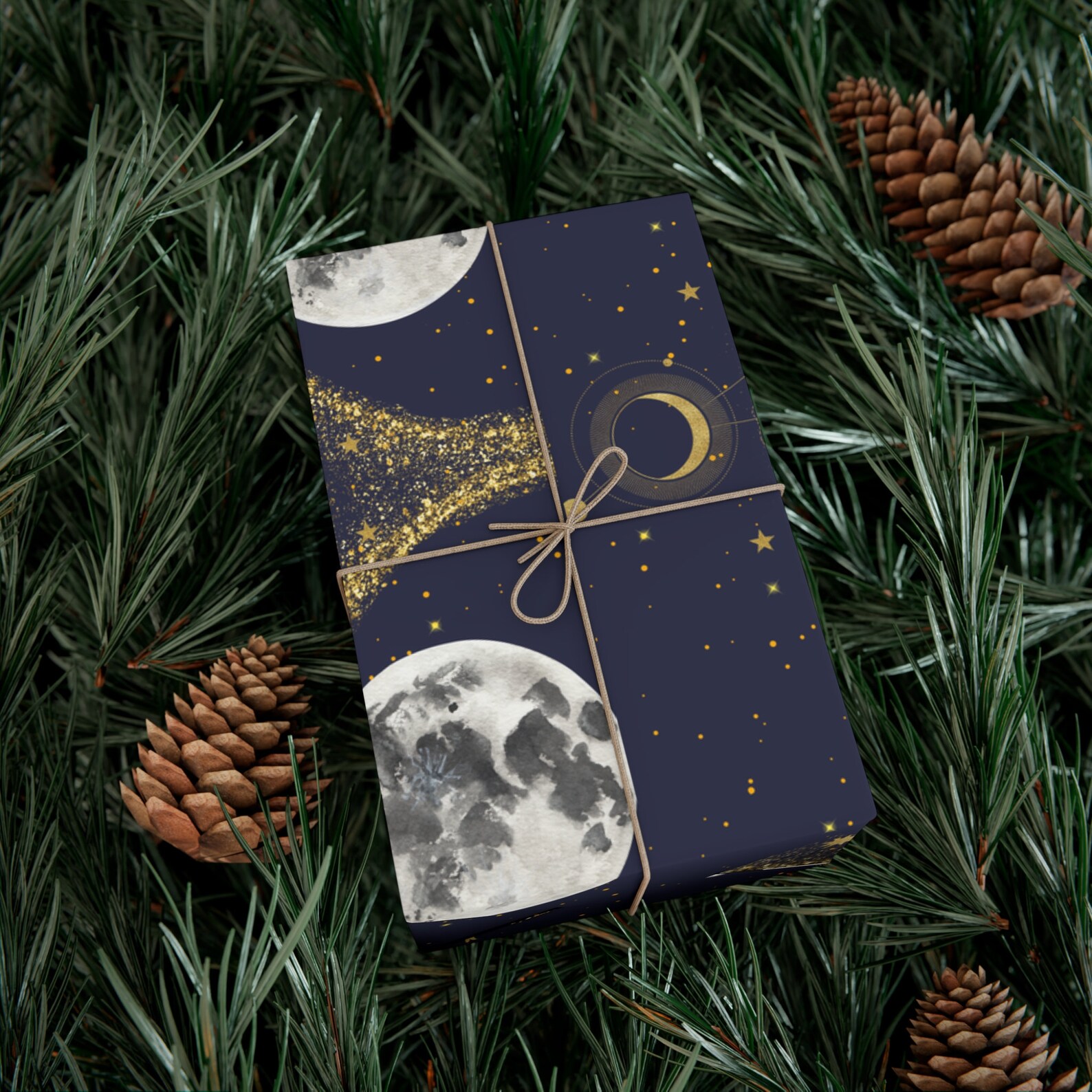 Gold Astronomy Inspired Wrapping Paper / Gunmetal and Gold Aesthetic ...