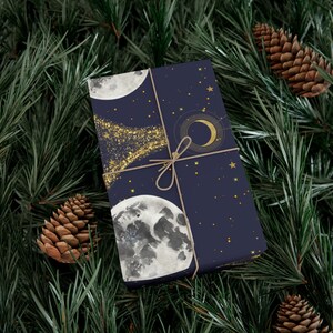 Gold Starry Night Wrapping Paper: Astronomy Gift Paper - Etsy