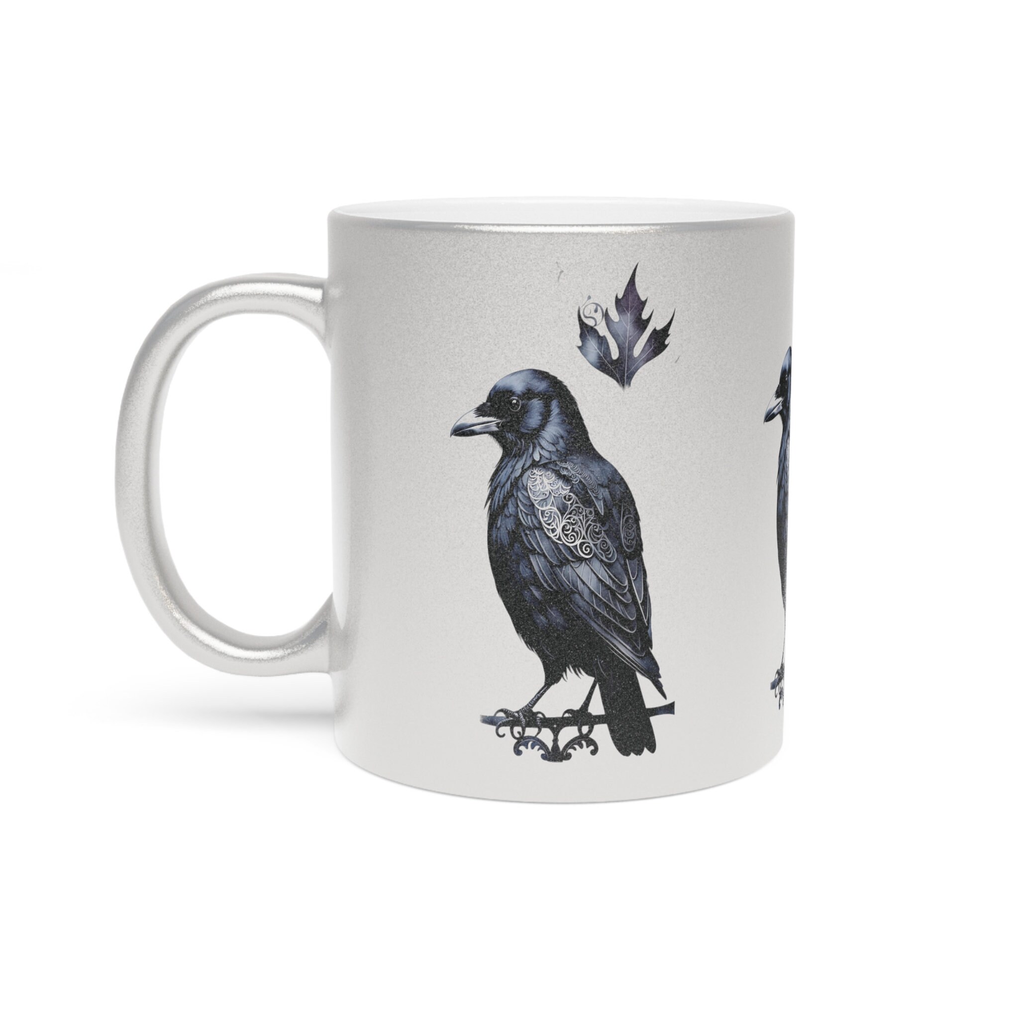 Black Crow Coffee Mug: Gothic Floral Metallic Cup - Etsy