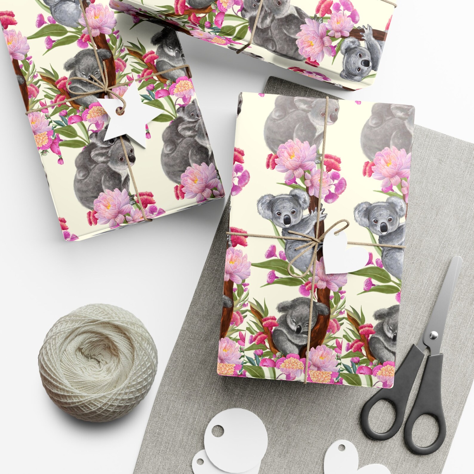 Koala Wrapping Paper / Adorable Gray and Baby Koalas Design / Perfect ...