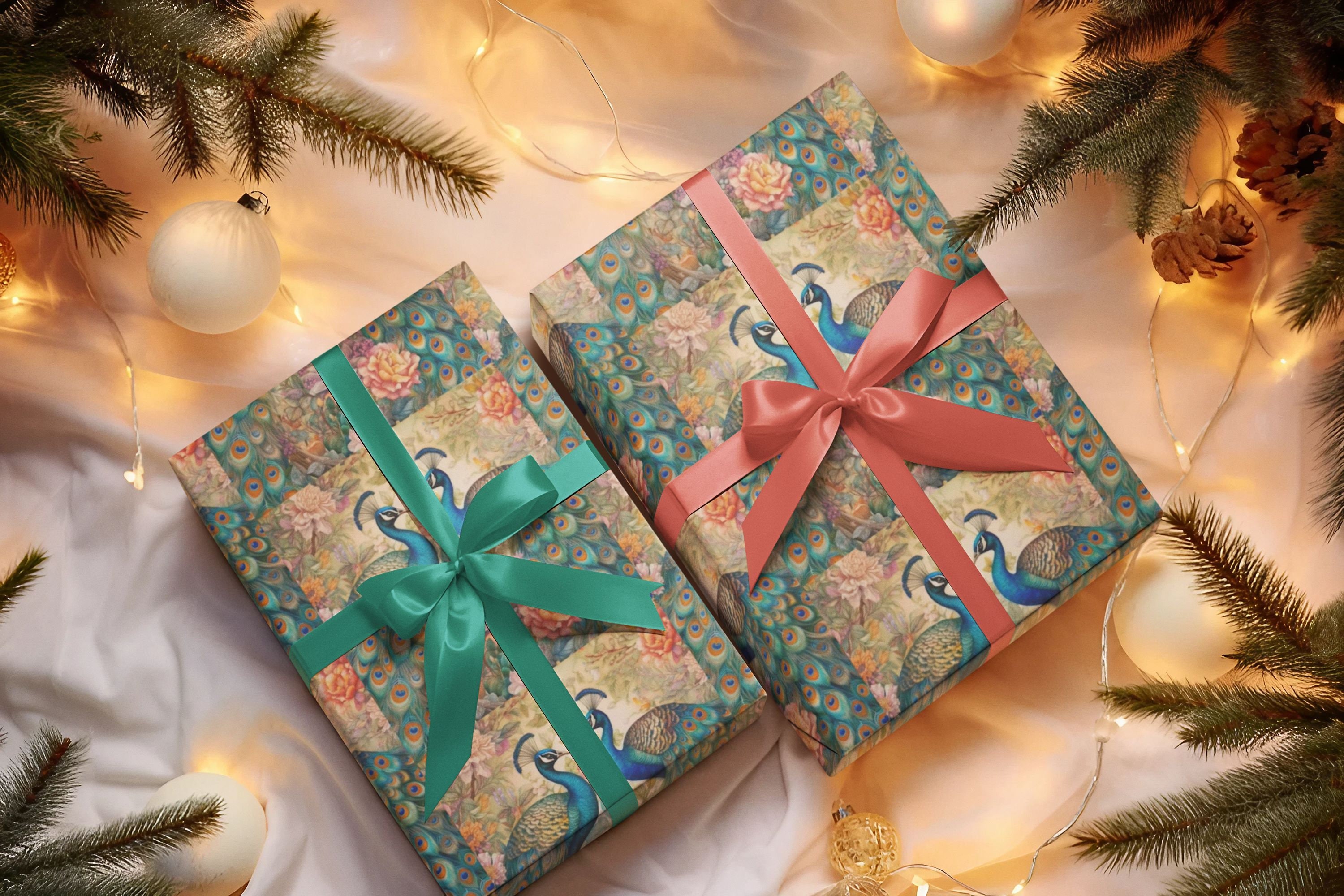 Peacock Wrapping Paper: Vibrant Lovebird Print, Elegant Gift Wrap - Etsy