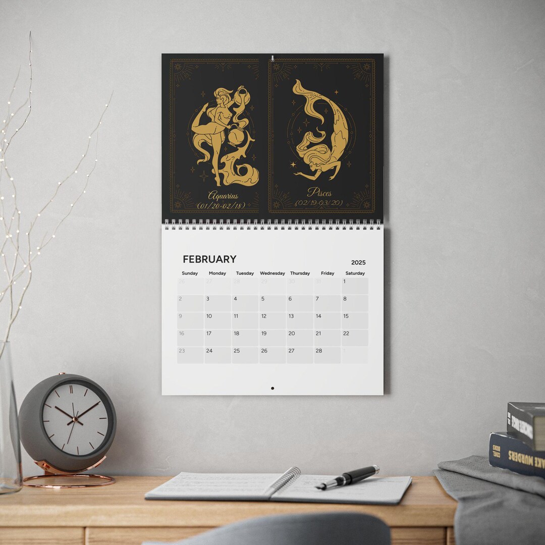 Zodiac Wall Calendar 2025: Astrological Art, Horoscope Tracker - Etsy