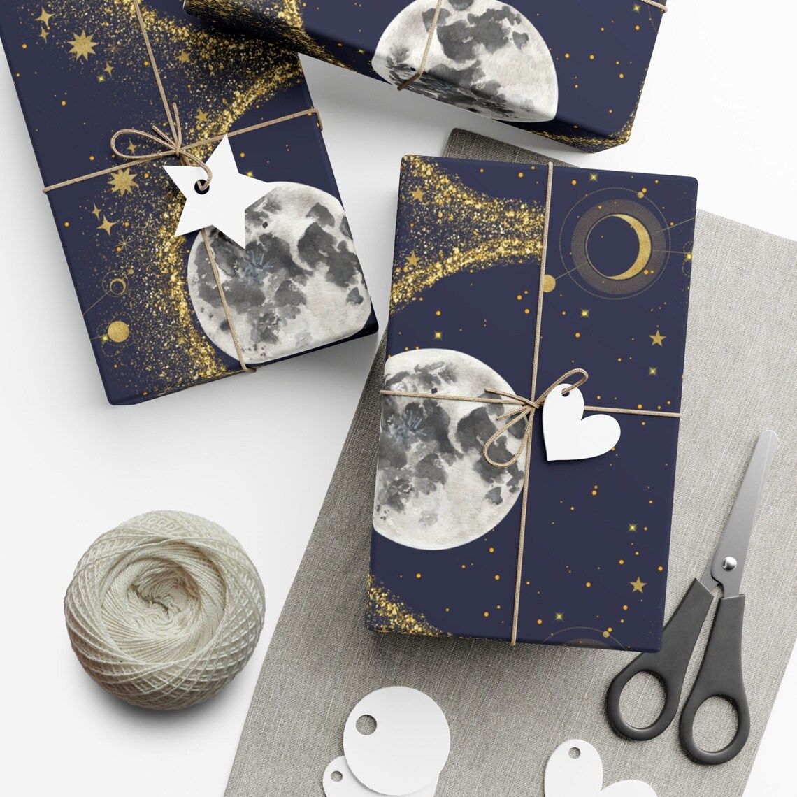Gold Astronomy Inspired Wrapping Paper / Gunmetal and Gold Aesthetic ...