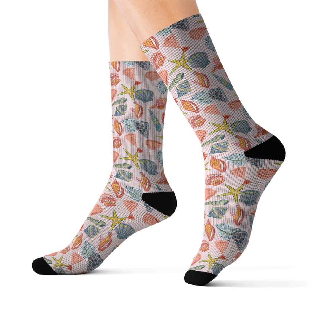 Beachy Sock Collection / Coastal Seashell, Coral and Starfish Patterns ...
