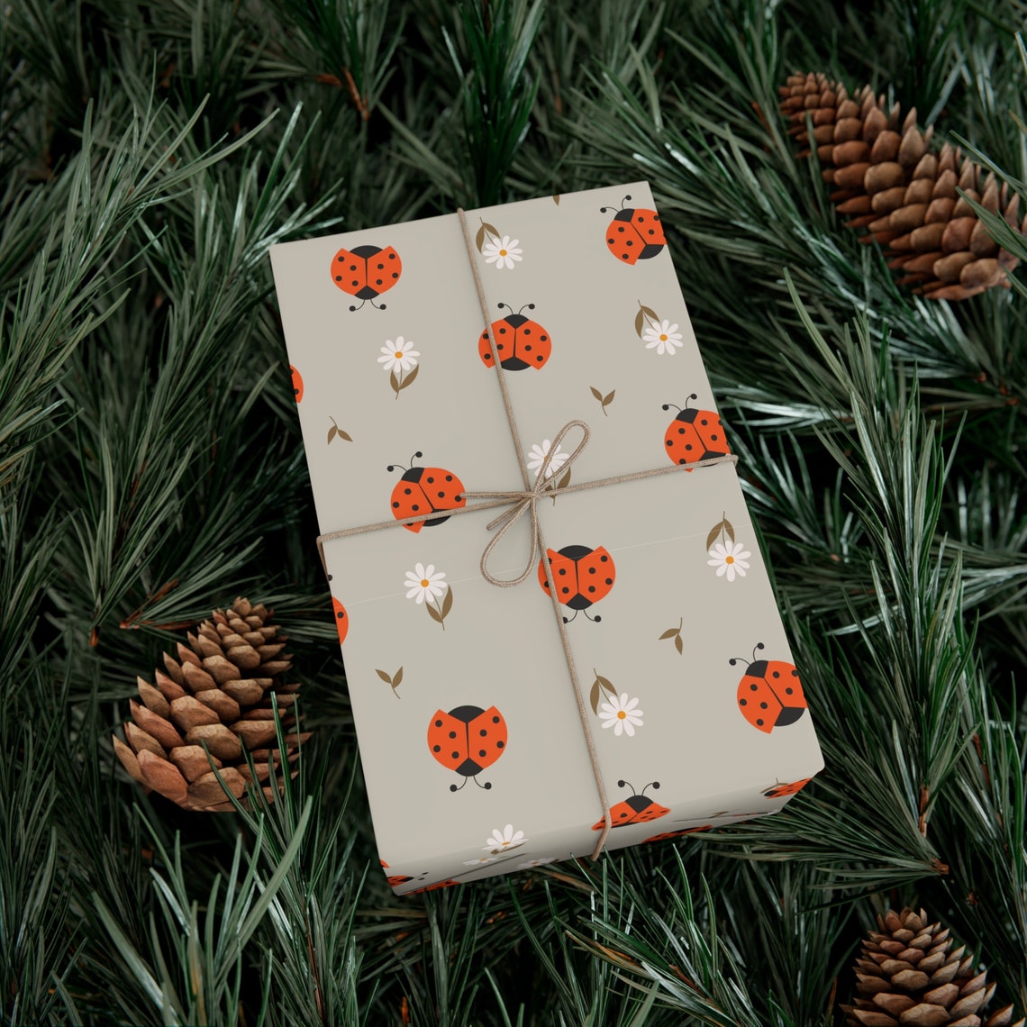 Charming Beetle and Daisy Wrapping Paper / Unique Wrap for Birthday ...